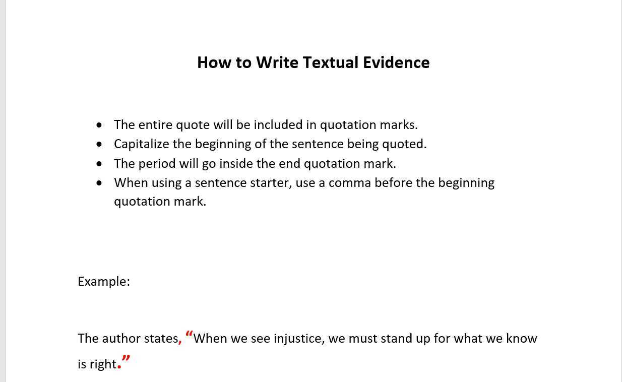 How to Write Textual Evidence