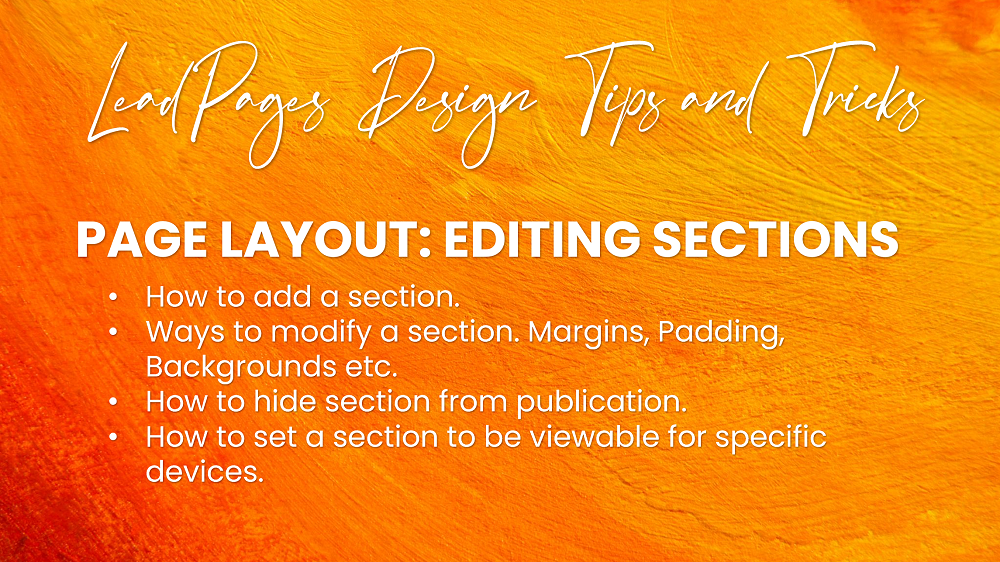 PAGE LAYOUT: EDITING SECTIONS