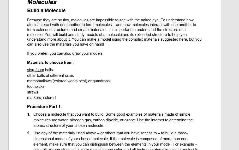 Science 6B 1.09 build a molecule