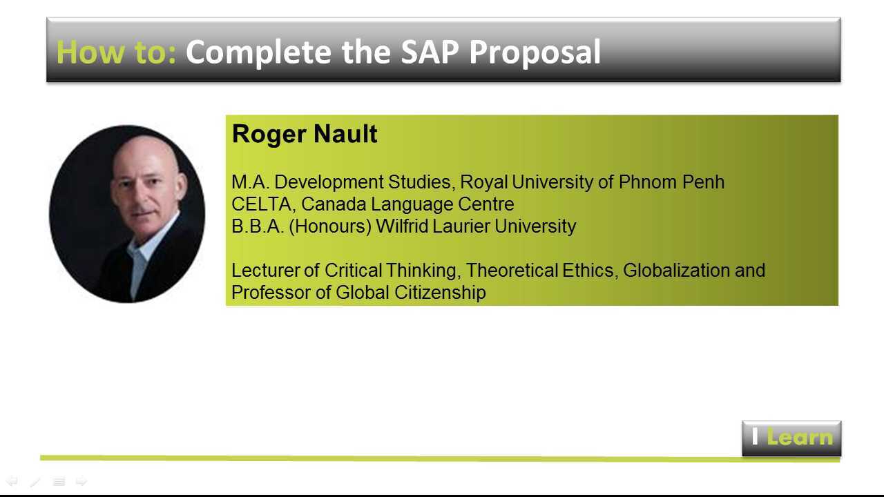 How to: Complete the SAP Proposal