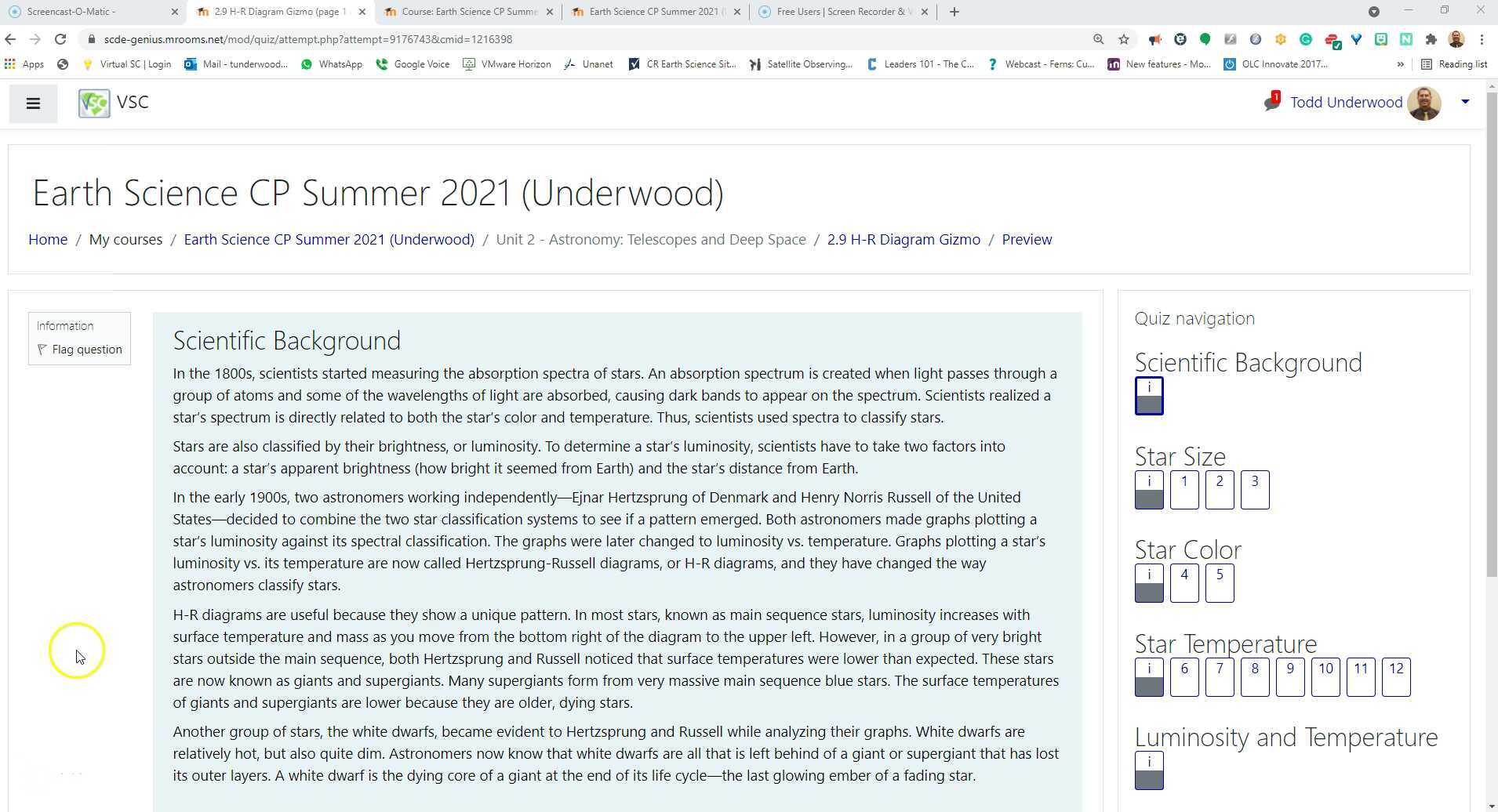 Lesson 2-9 H-R Diagram Gizmo