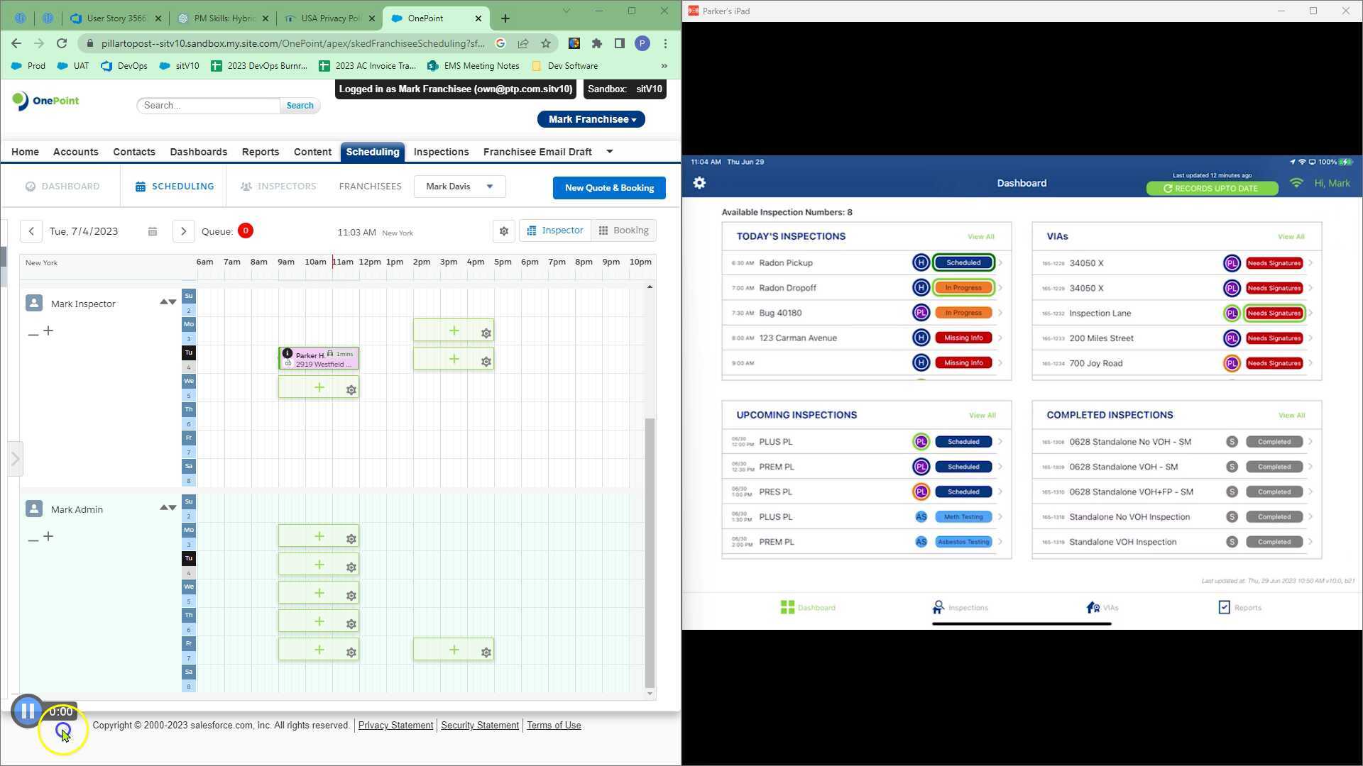 Pre-Listing – Scheduling & Inspection App Visual Updates