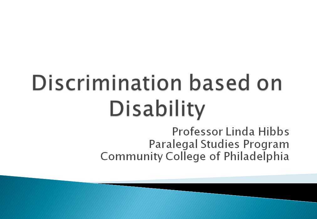 Discrimination based on disability