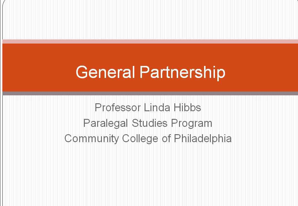 General Partnerships