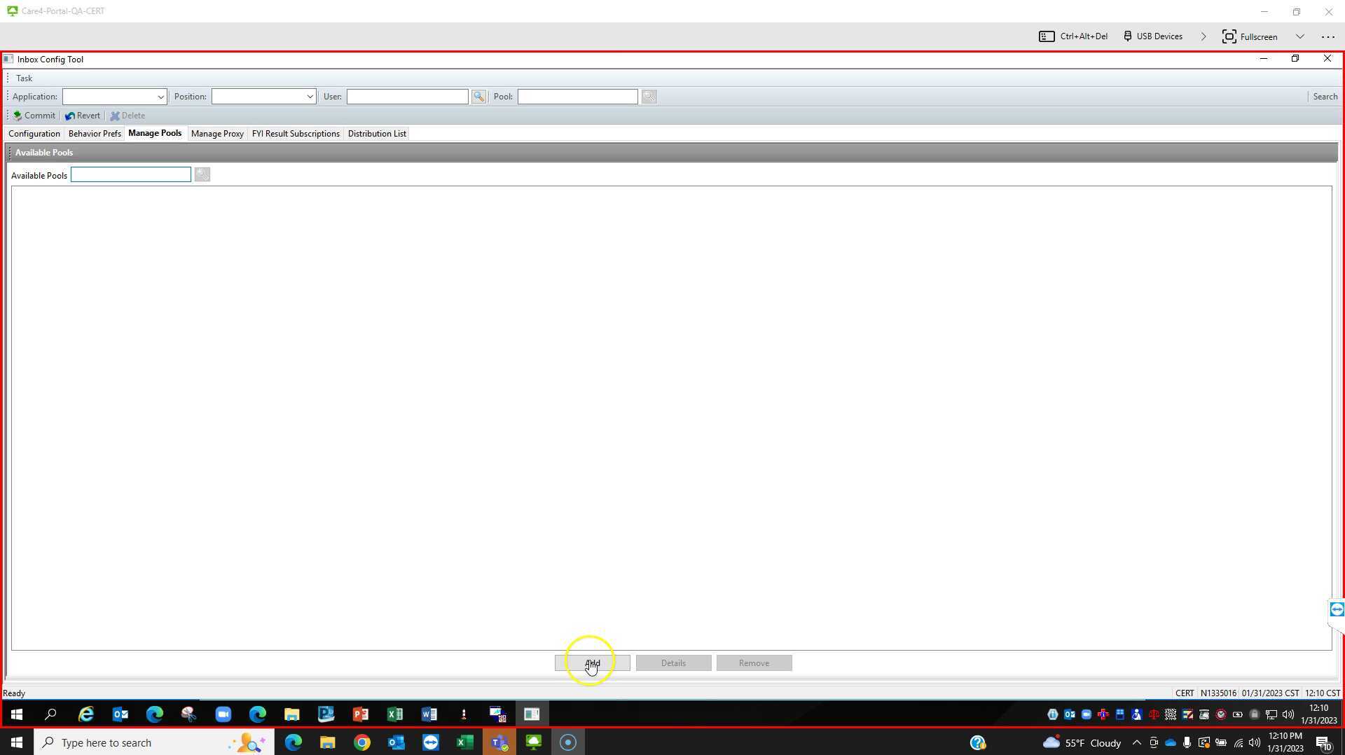 Pool build message center