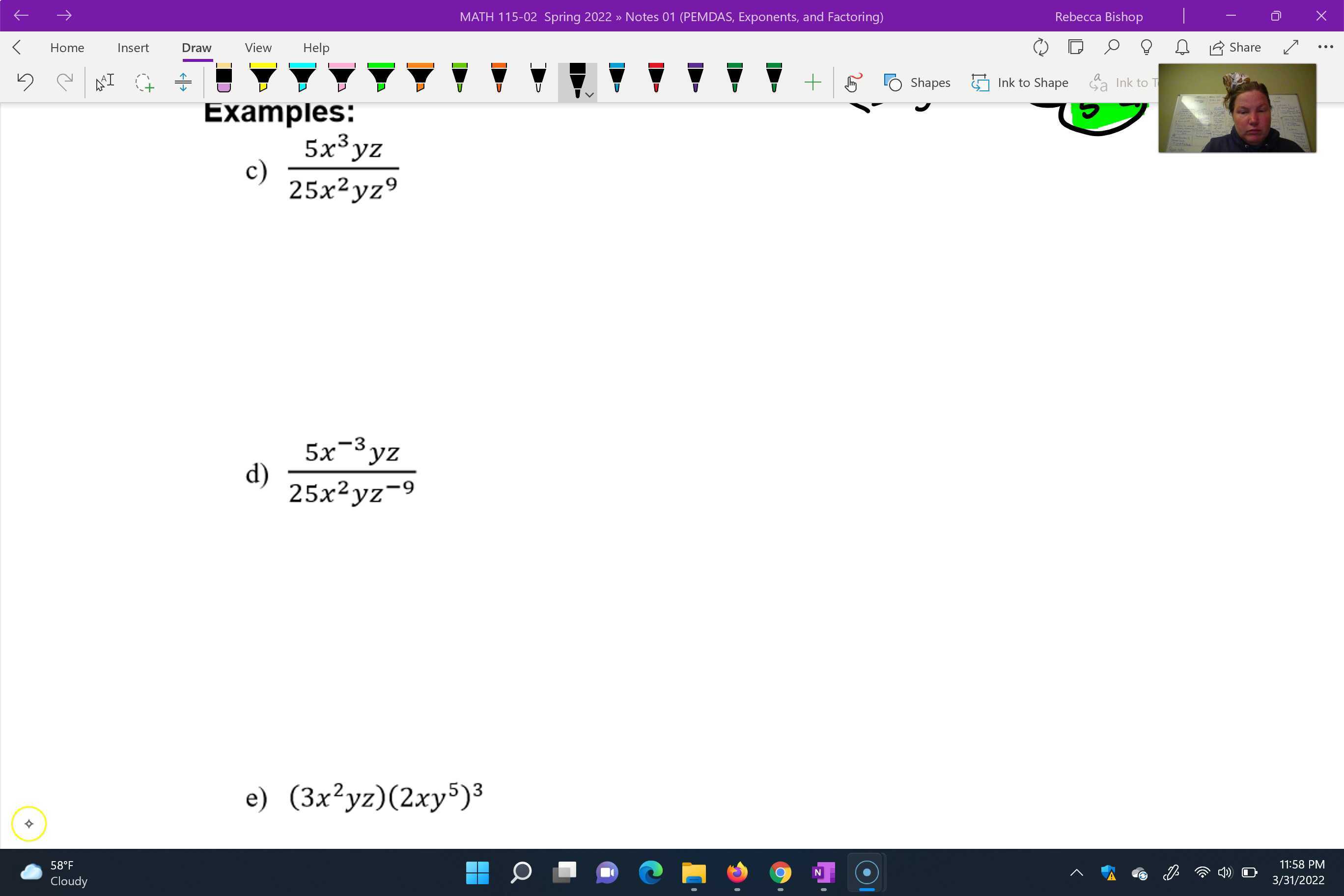 MATH 115 Simplifying more complicated exponential expressions