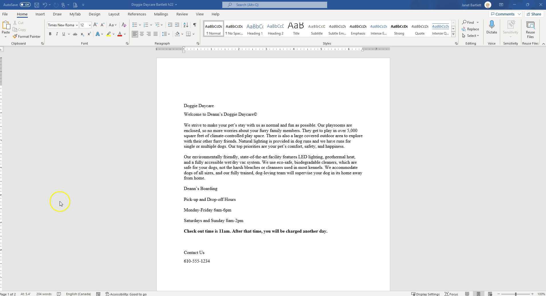 Word Chapter 1 - Document Settings & Properties