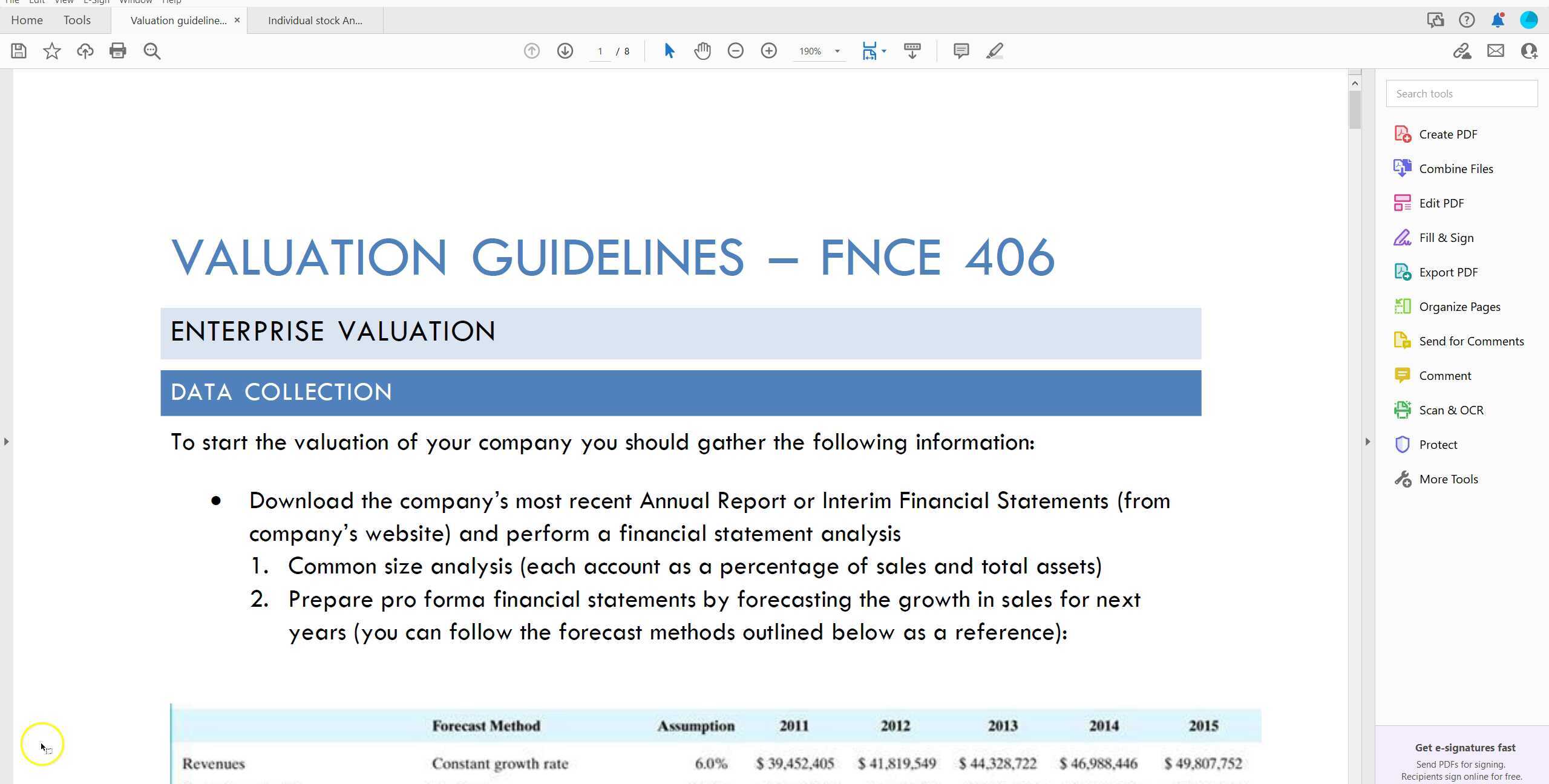 FNCE 406 - valuation assignment