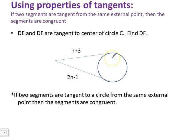 Using Properties of tangents examples