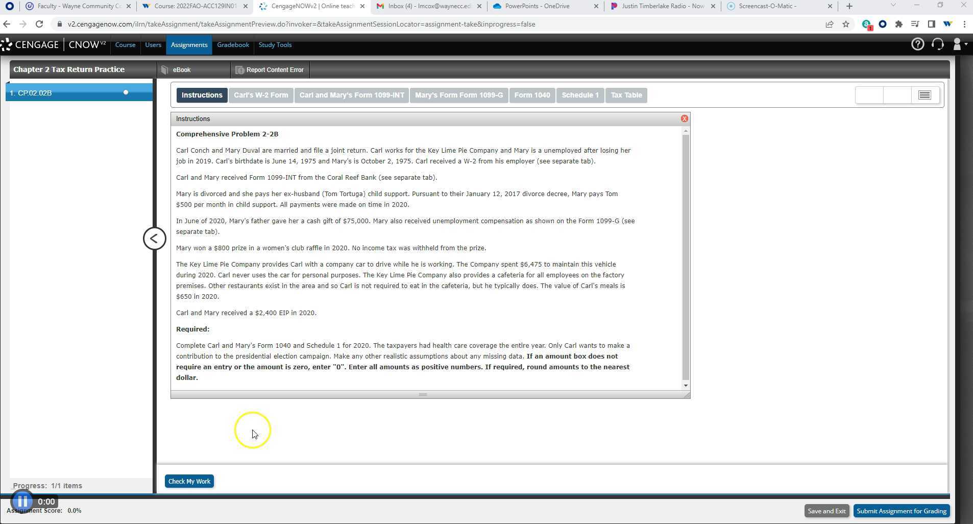 ACC 129 Chapter 2 Tax Return Demo