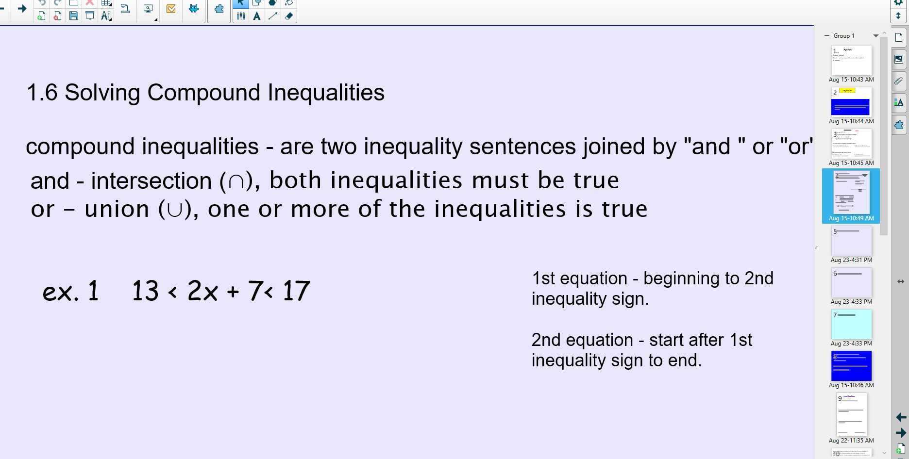 Compound Inequalities and Abs Value Ineq