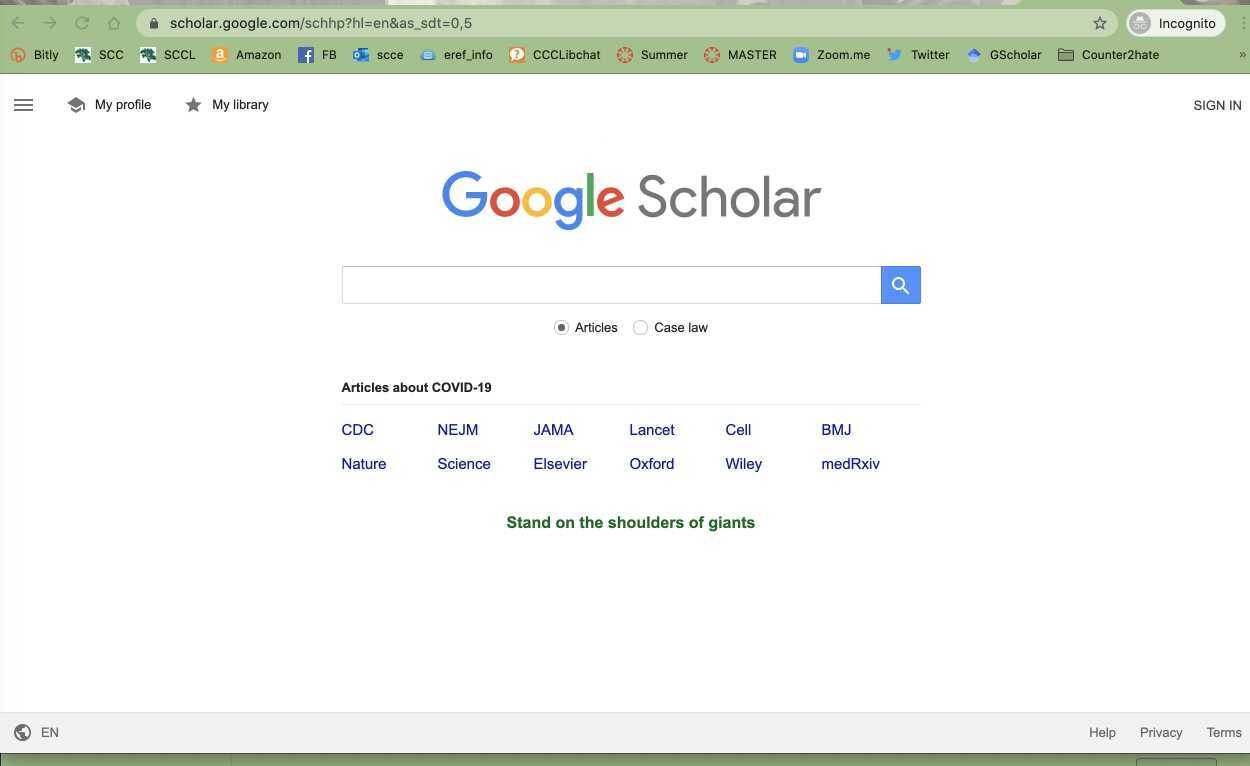 Google Scholar settings