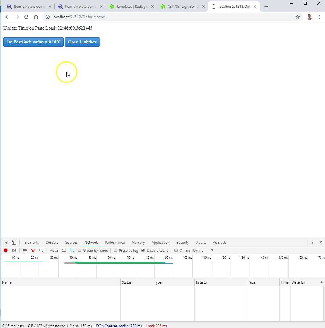 RadLightBox with AJAX enabled