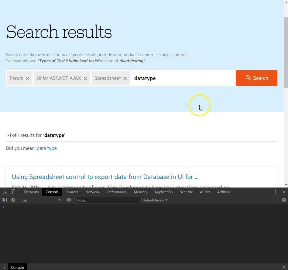 Serach Functionality on Telerik Forum