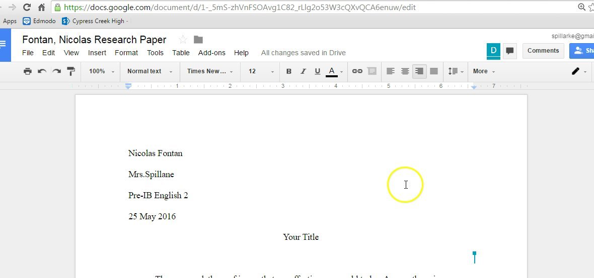 Page Numbering MLA Format - insert header in doc