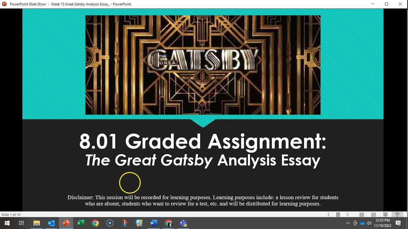 8.01 Graded Assignment - Gatsby Analysis Essay