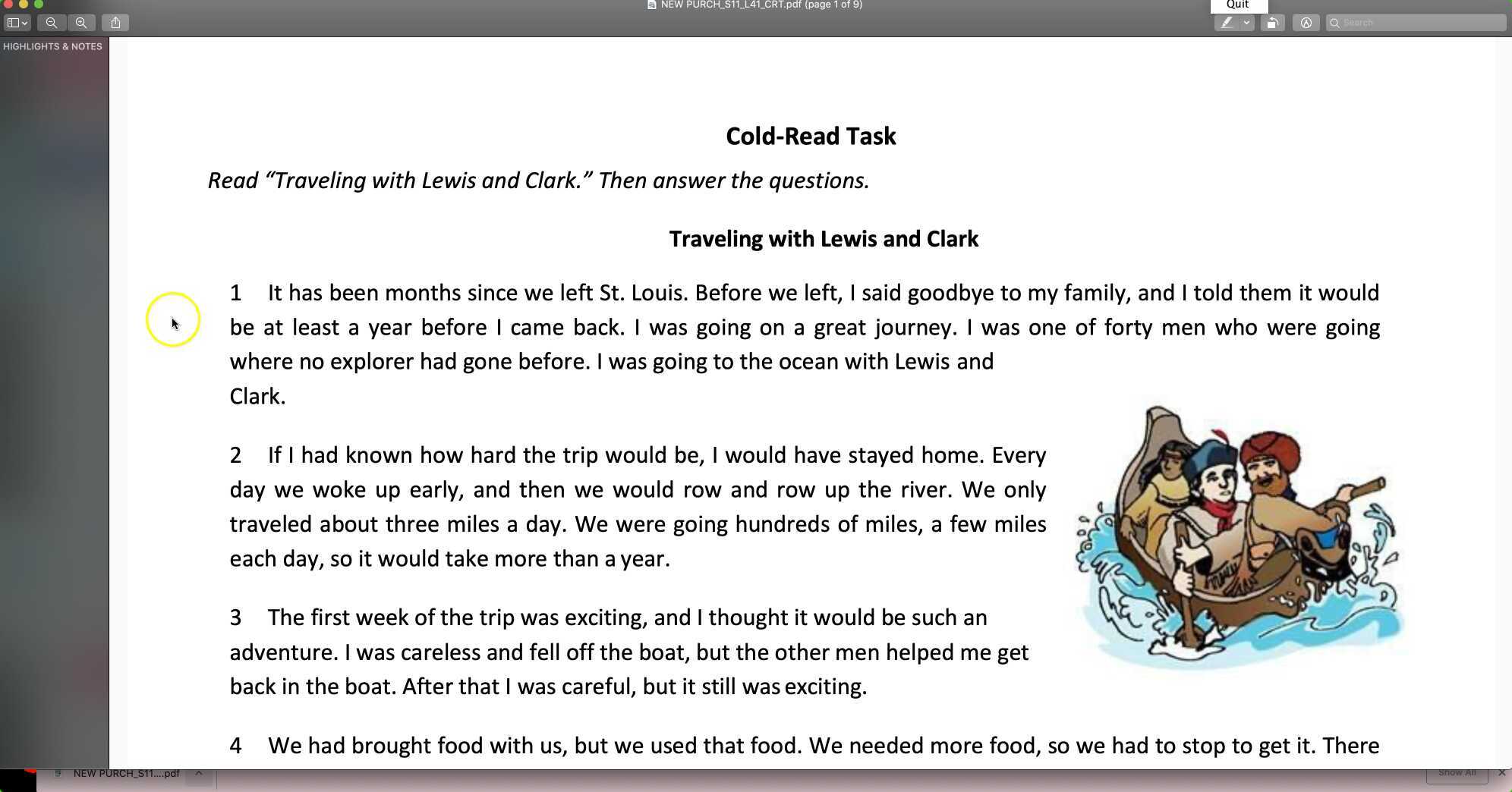 Unit 3 Cold Read Task Part 1