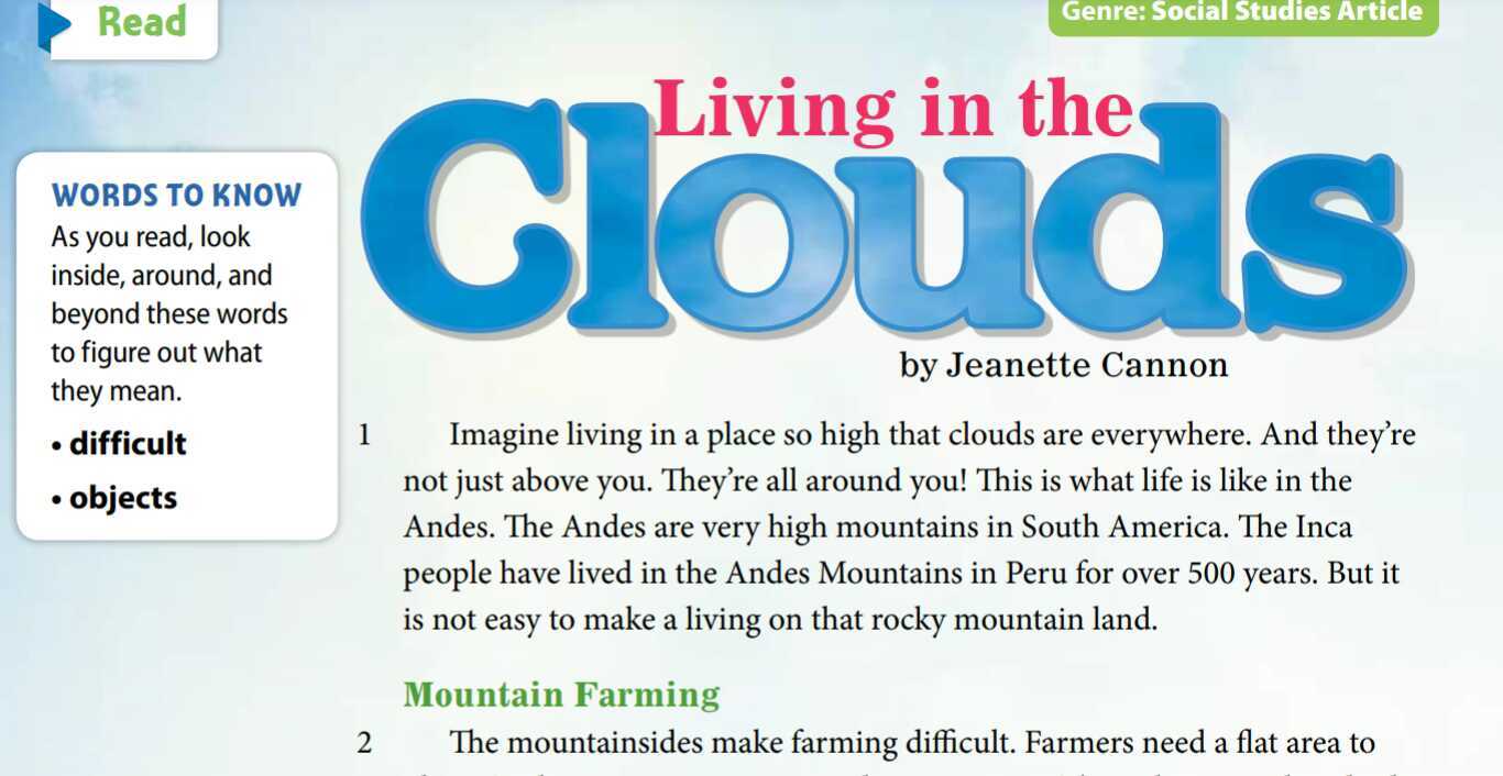 Reading Lesson 2: Living in the Clouds