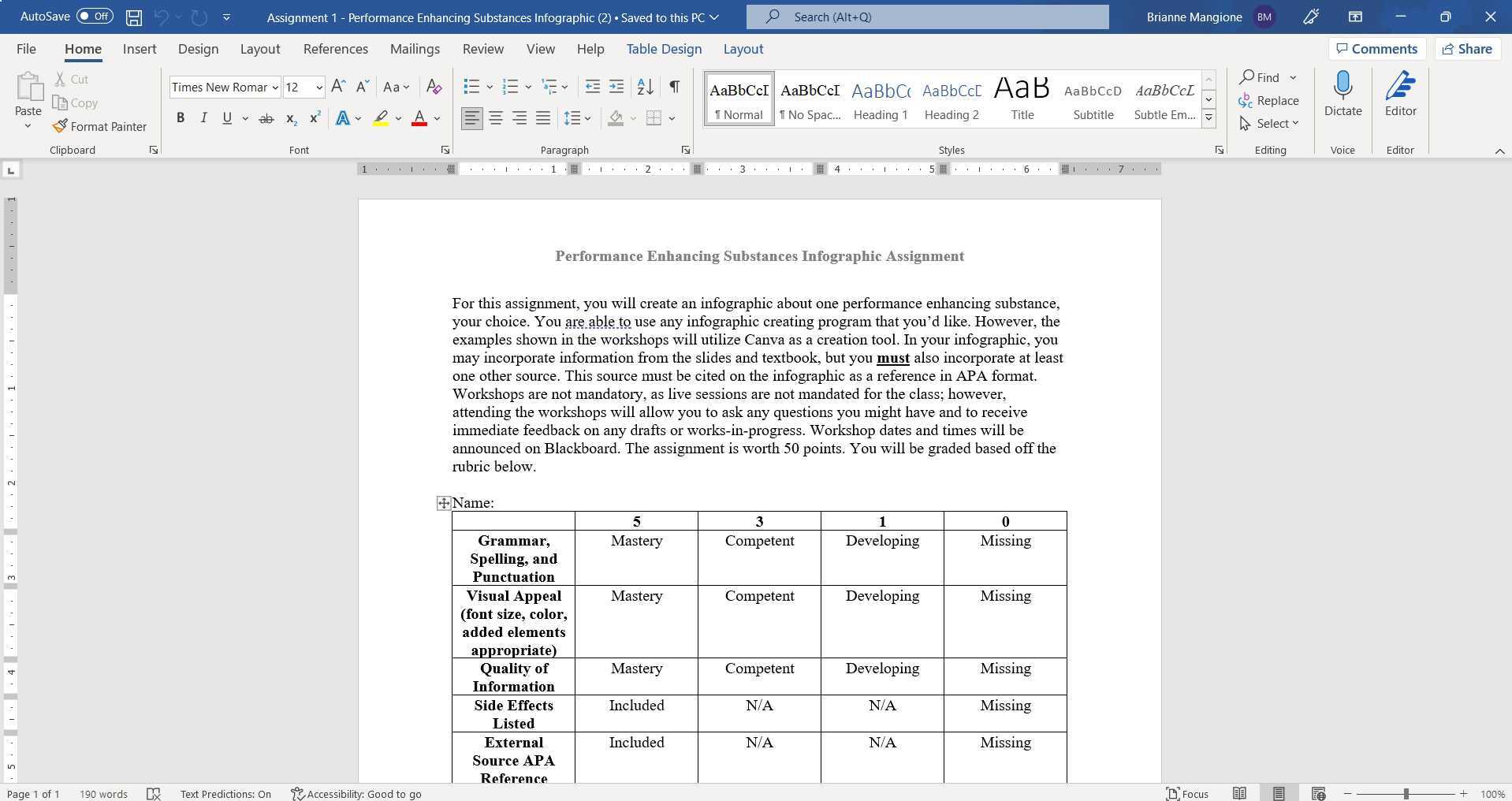 Assignment #1 - PES Infographic