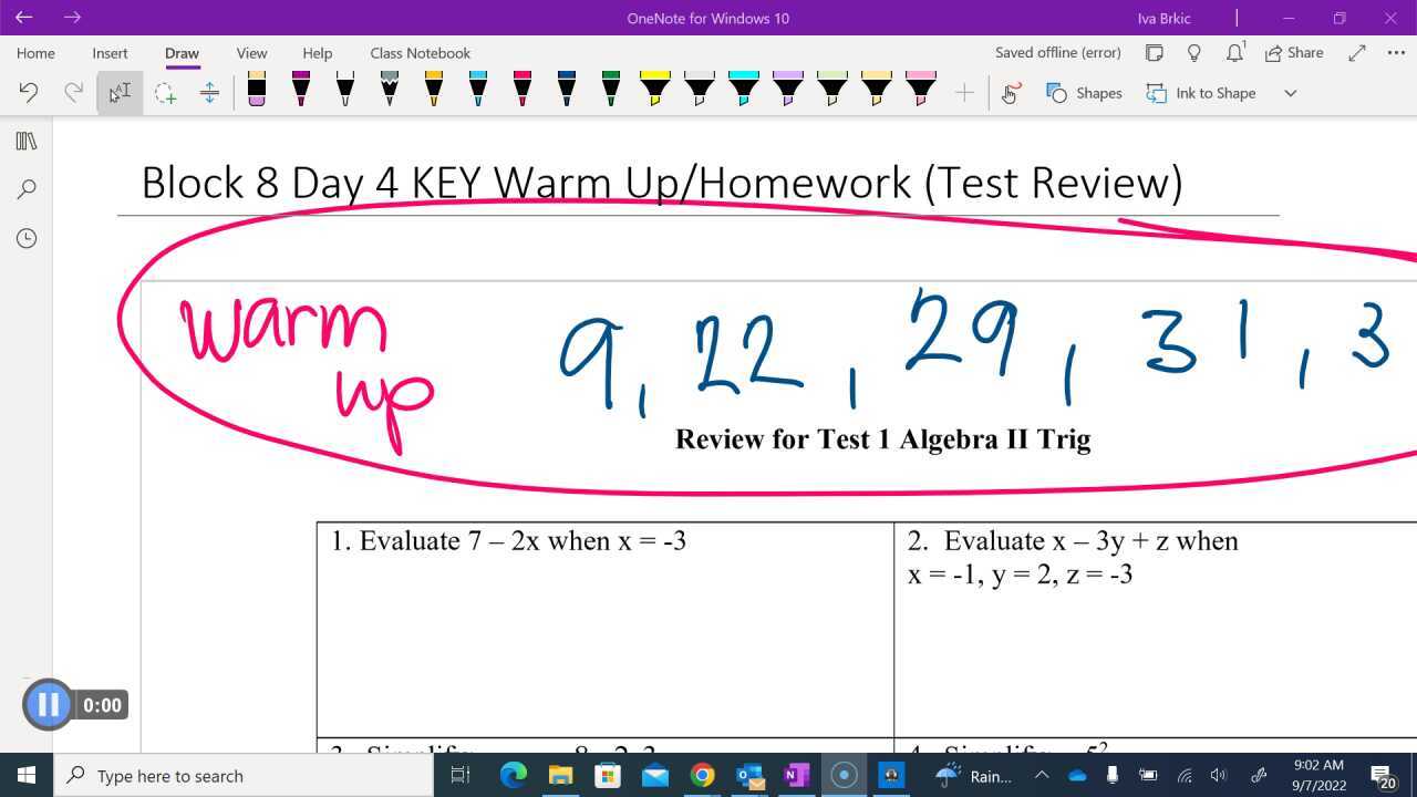 Atrig Unit 1 test review warm up