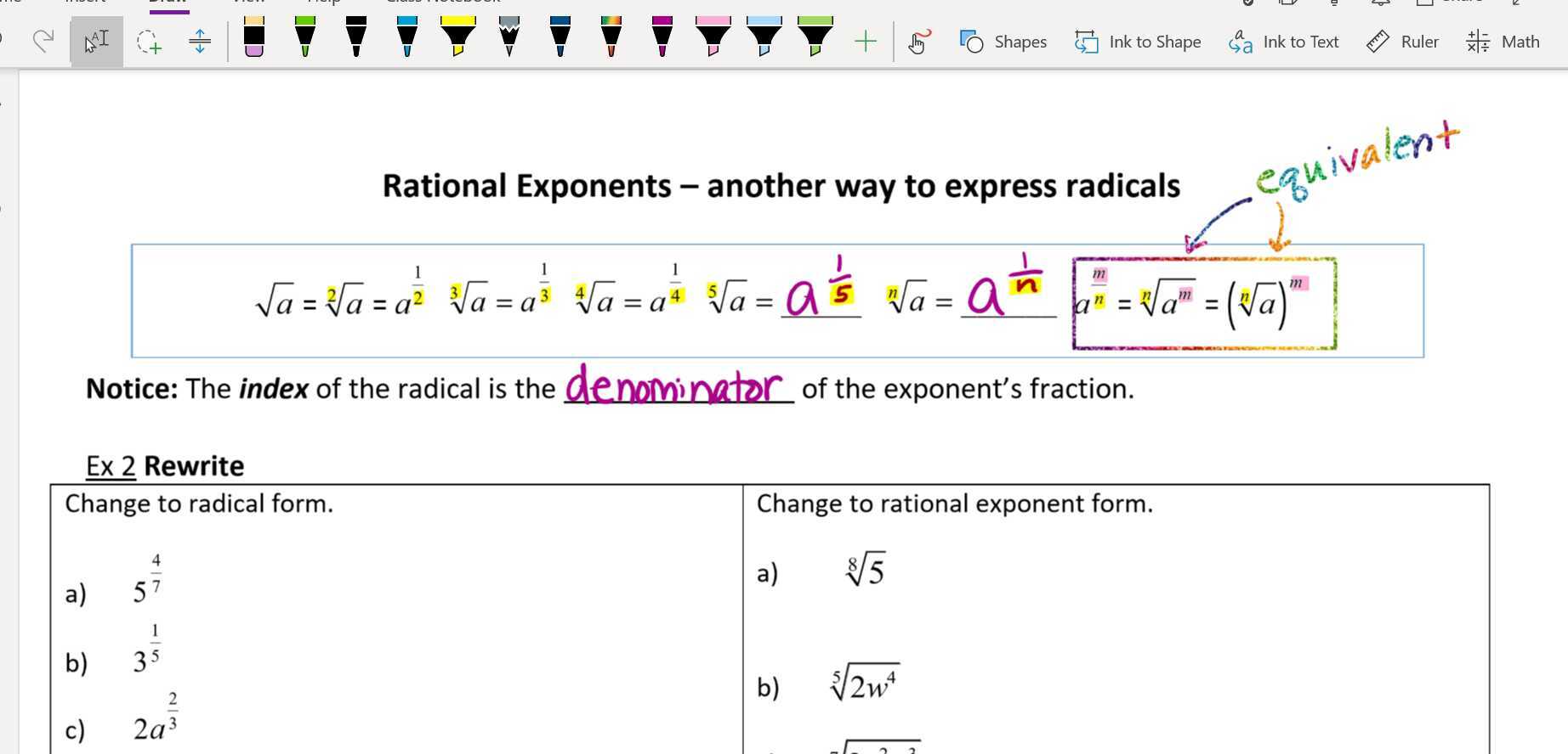 Rational Exponents