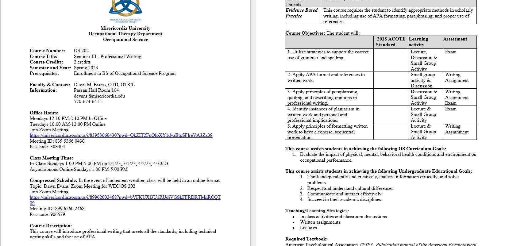 OS 202 Syllabus Review