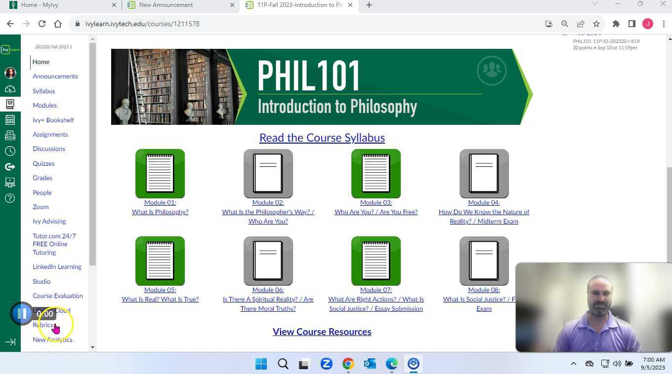 Module 3 Anniouncement for PHIL-101 IOL