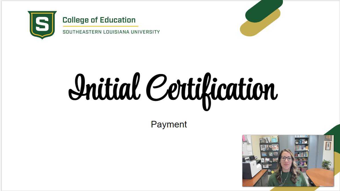 Initial Certification Payment