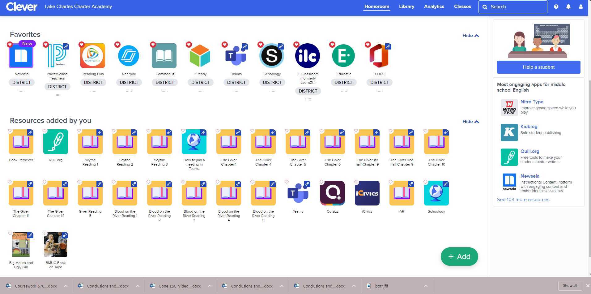 Access to Clever and Reading Plus