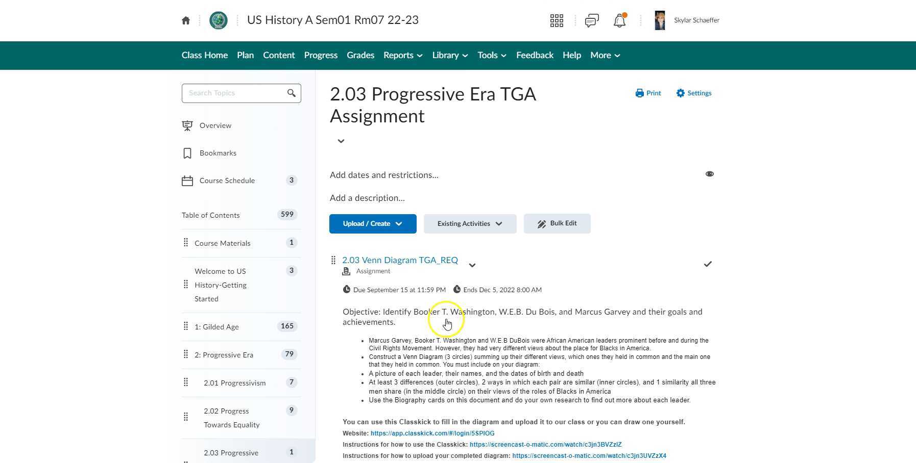2.03 TGA Classkick Link Instructions for Teachers