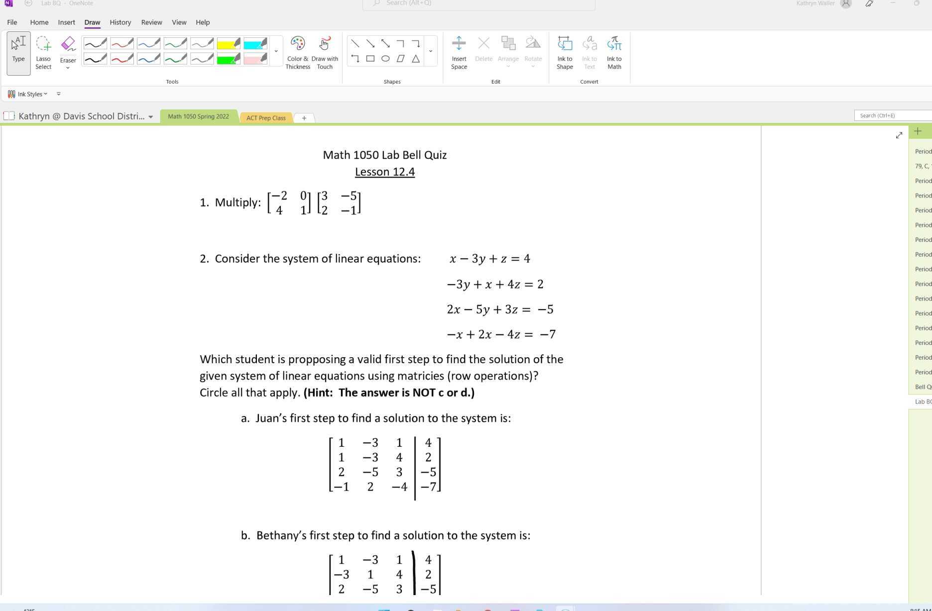 Lab BQ Lesson 26 Math 1050 Spring 2022