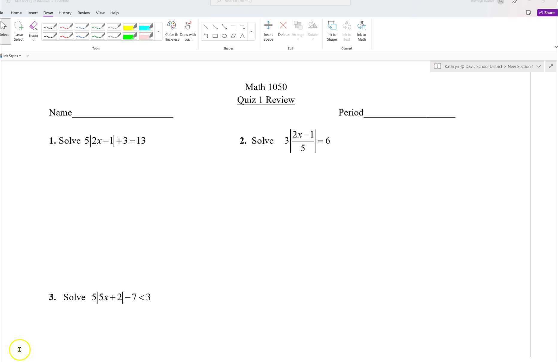 Math 1050 Quiz 1 Review FAll 2022