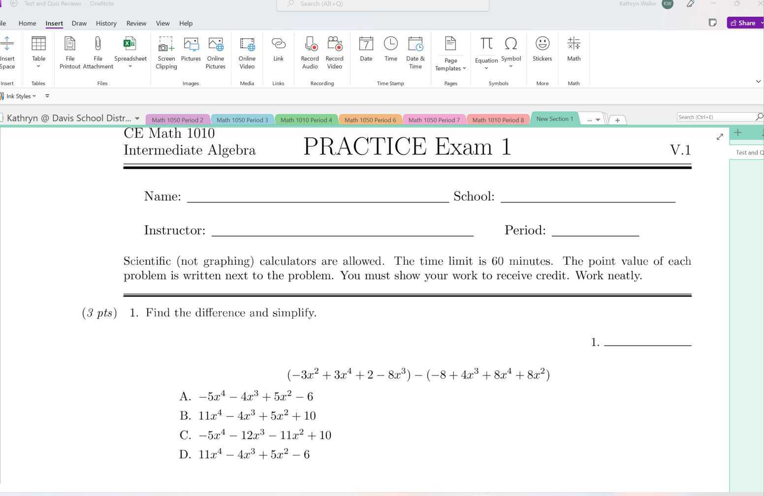 Math1010 Practice Exam 1 #1 Fall 2022