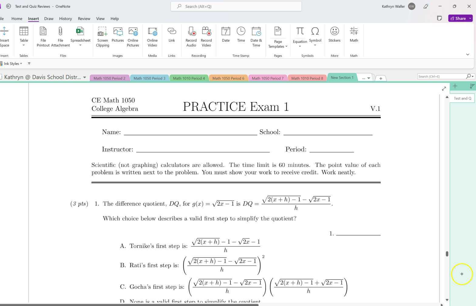 Math 1050 Exam Review 1 Fall 2022