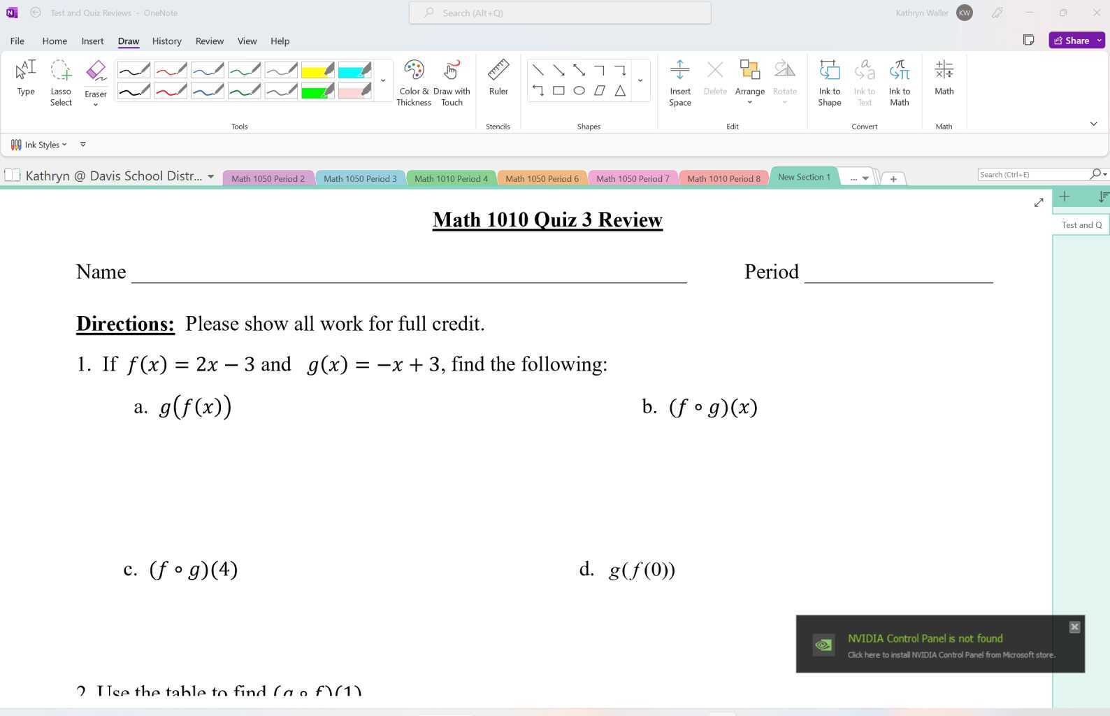 Math 1010 Quiz 3 Review Fall 2022