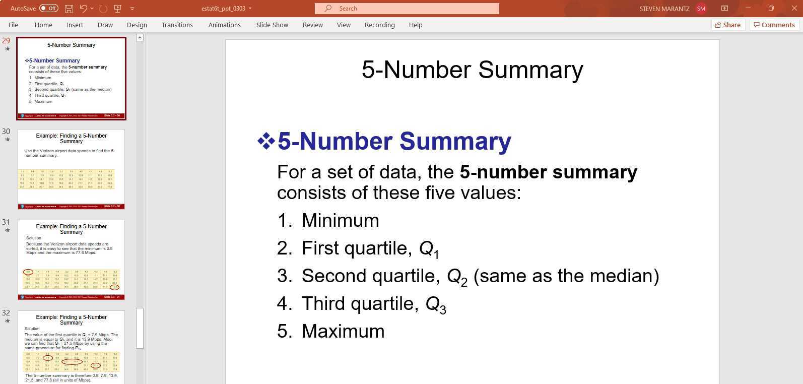 5 NUMBER SUMMARY