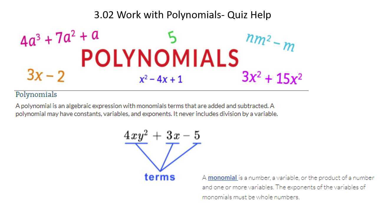 3.02 Quiz Help-Work with Polynomials