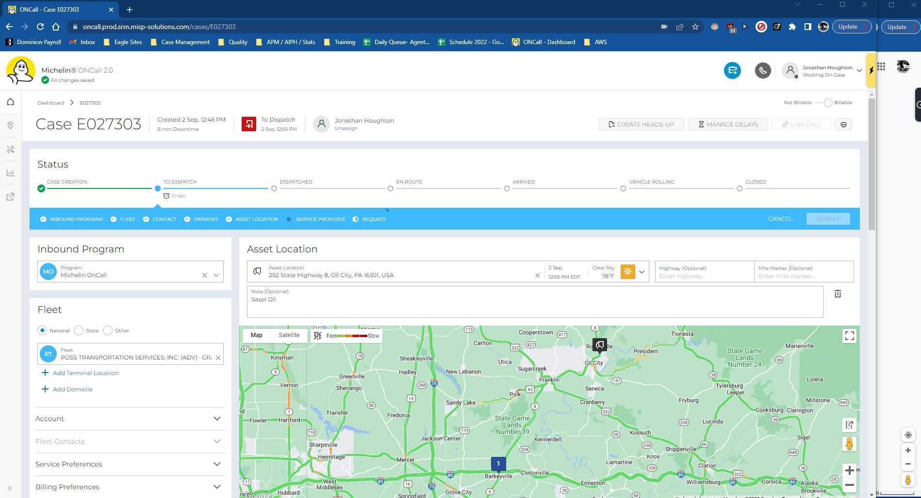 MOC (Adv) Dispatch Example 9/2/22