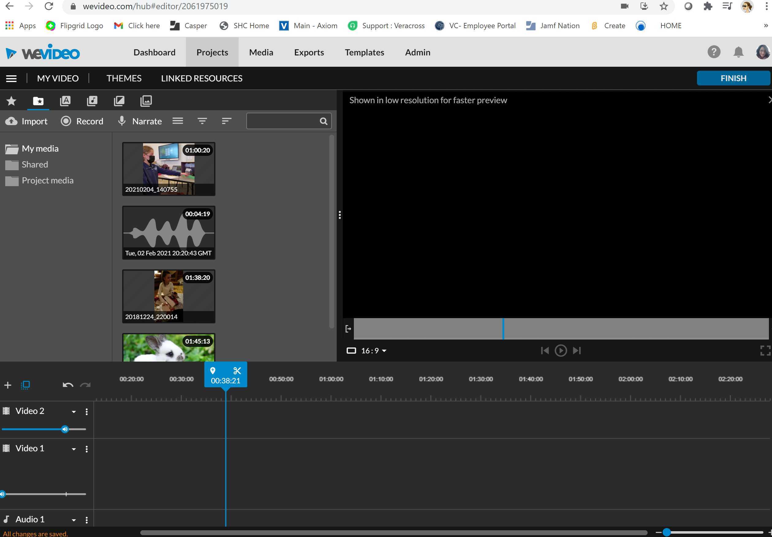 WeVideo SplitScreen/Adjust Audio and Video levels