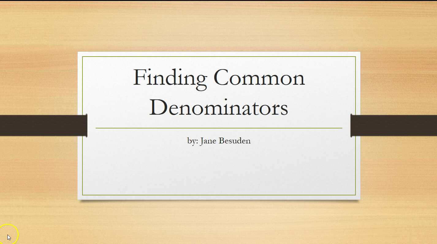 Finding Common Denominators