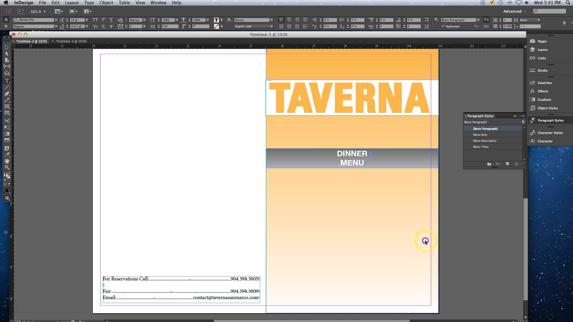 InDesign #5 Part 3- Gradients & Spot Colors