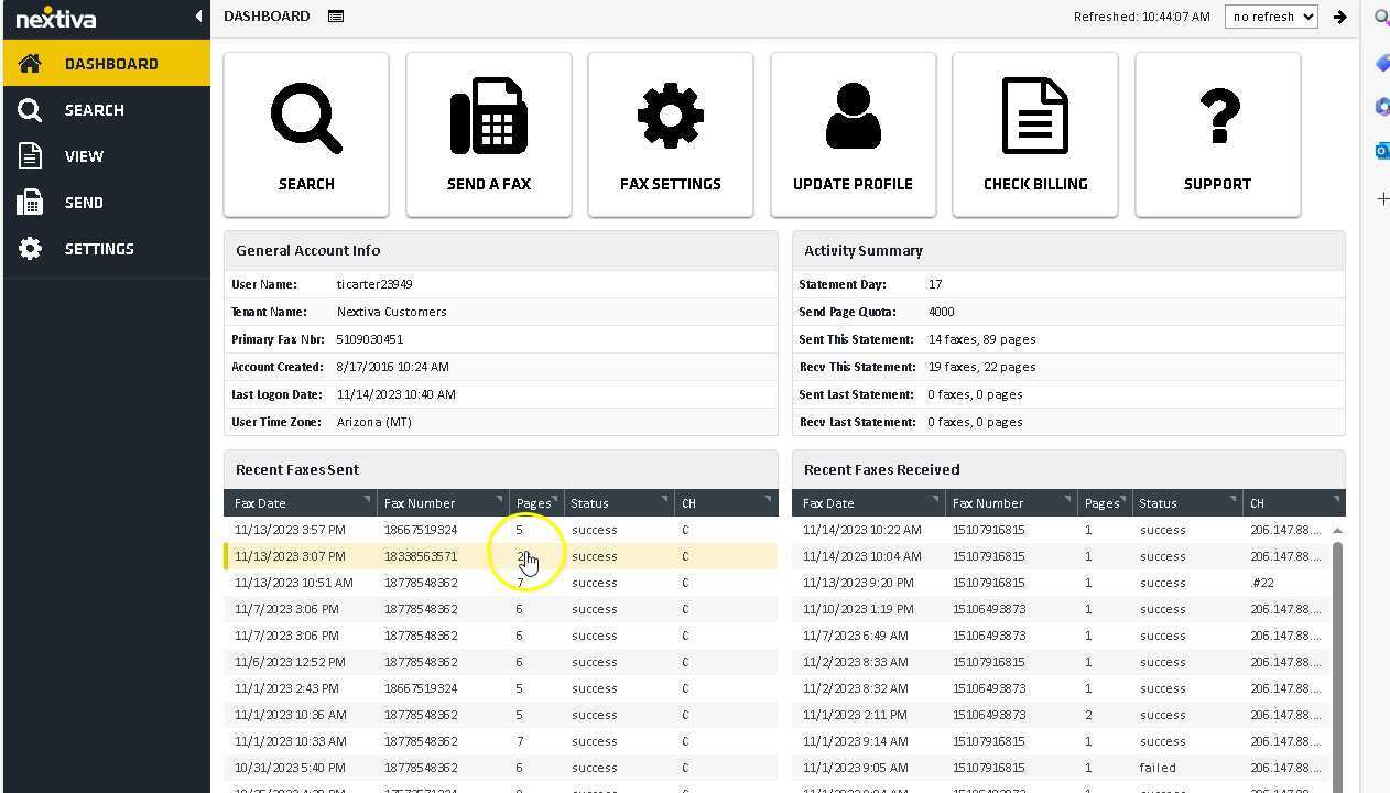Sending a fax Faxagent