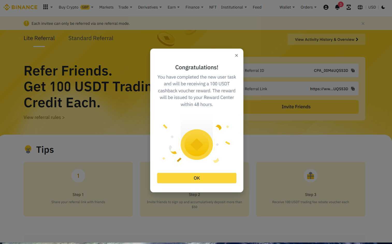 Afriq Arbitrage Binance 100USDT Bomus