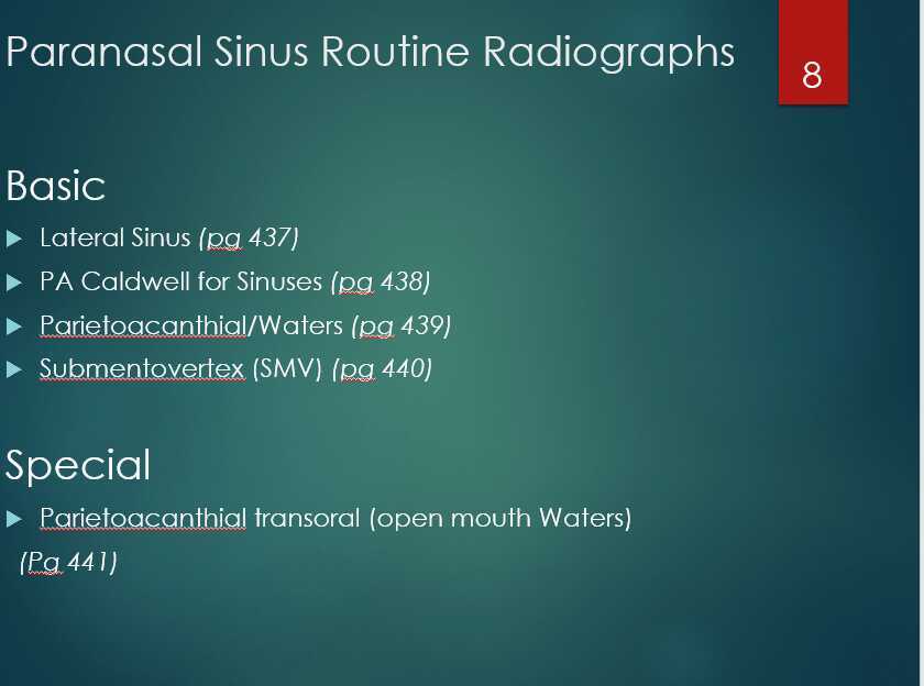 Paransal sinus positioning I
