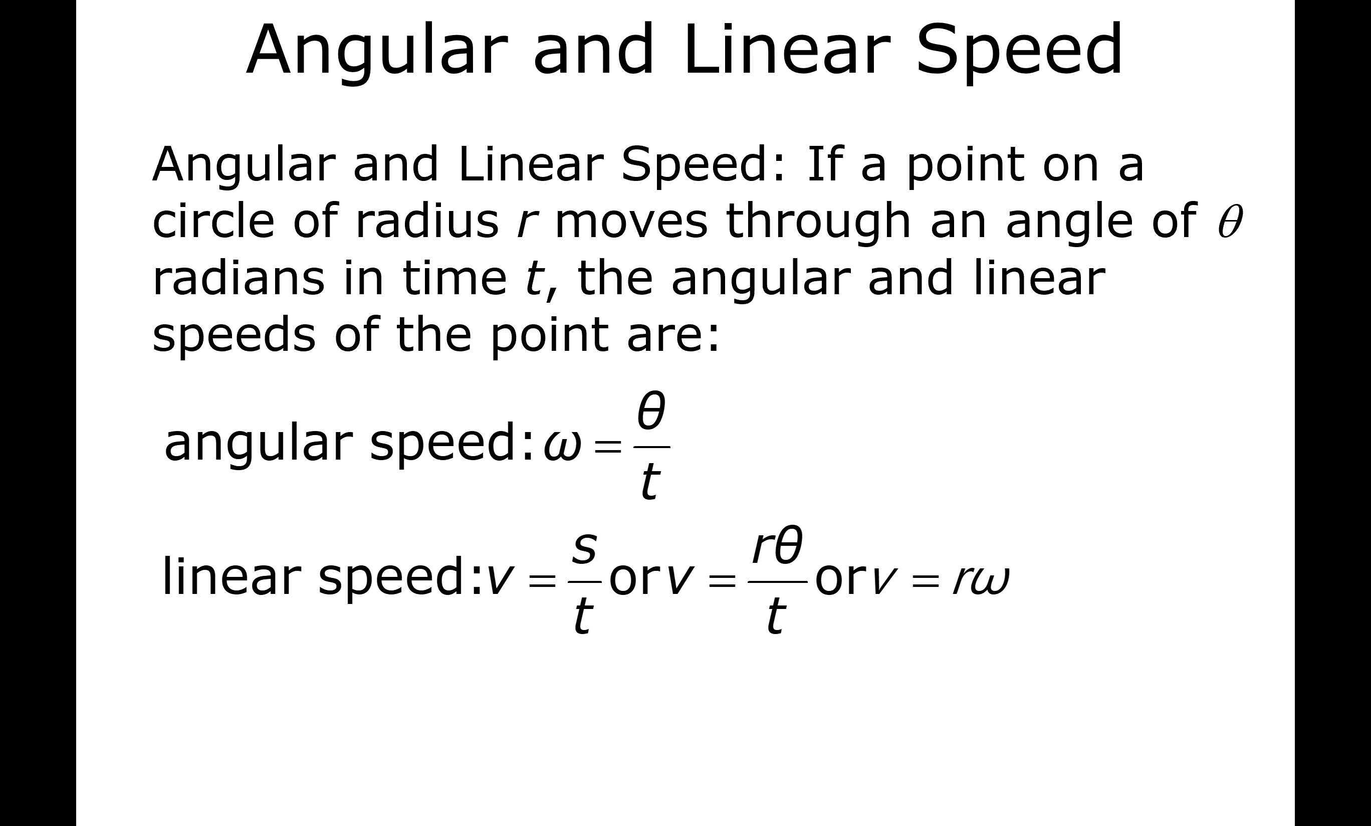 4.1 Angular and Linear Speed MATH2312Sum2_21