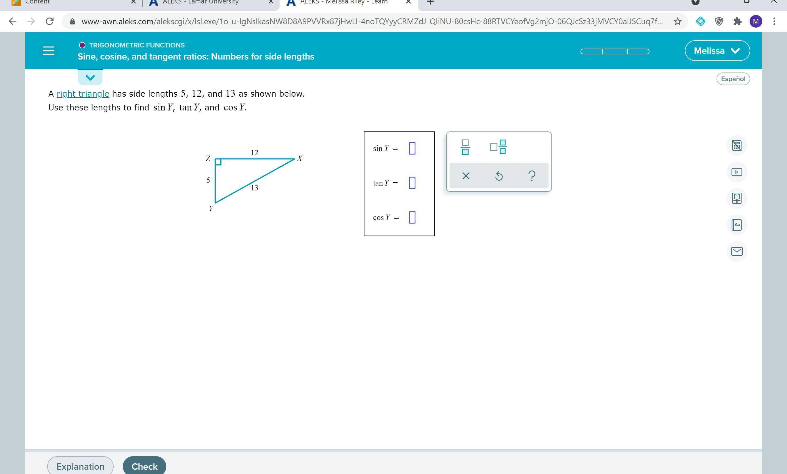 4.2 Sine, Cosine, and tangent ratios: numbers for side lengths MATH ...