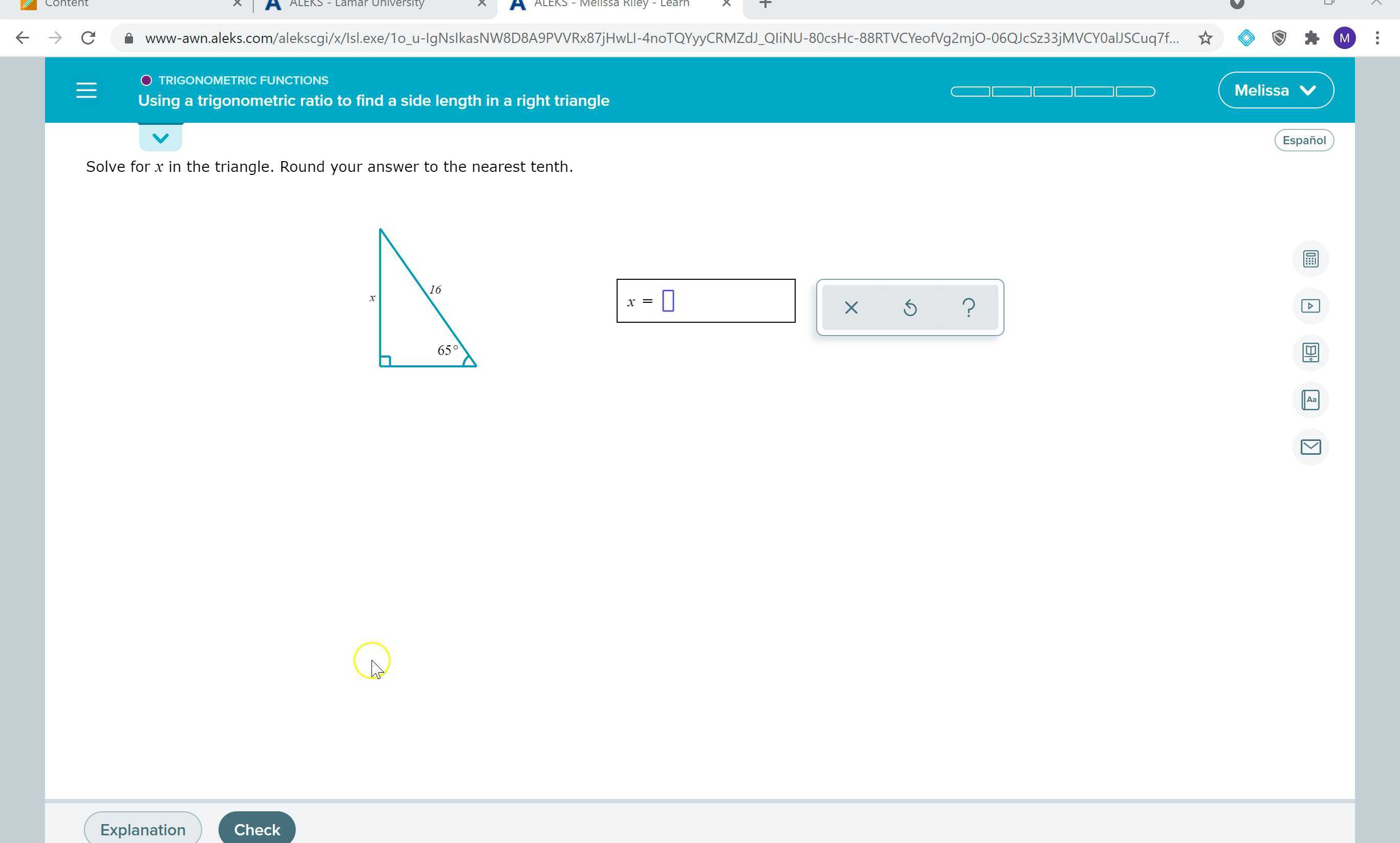 4.2 Using a trig ratio to find a side length in a right triangle ...
