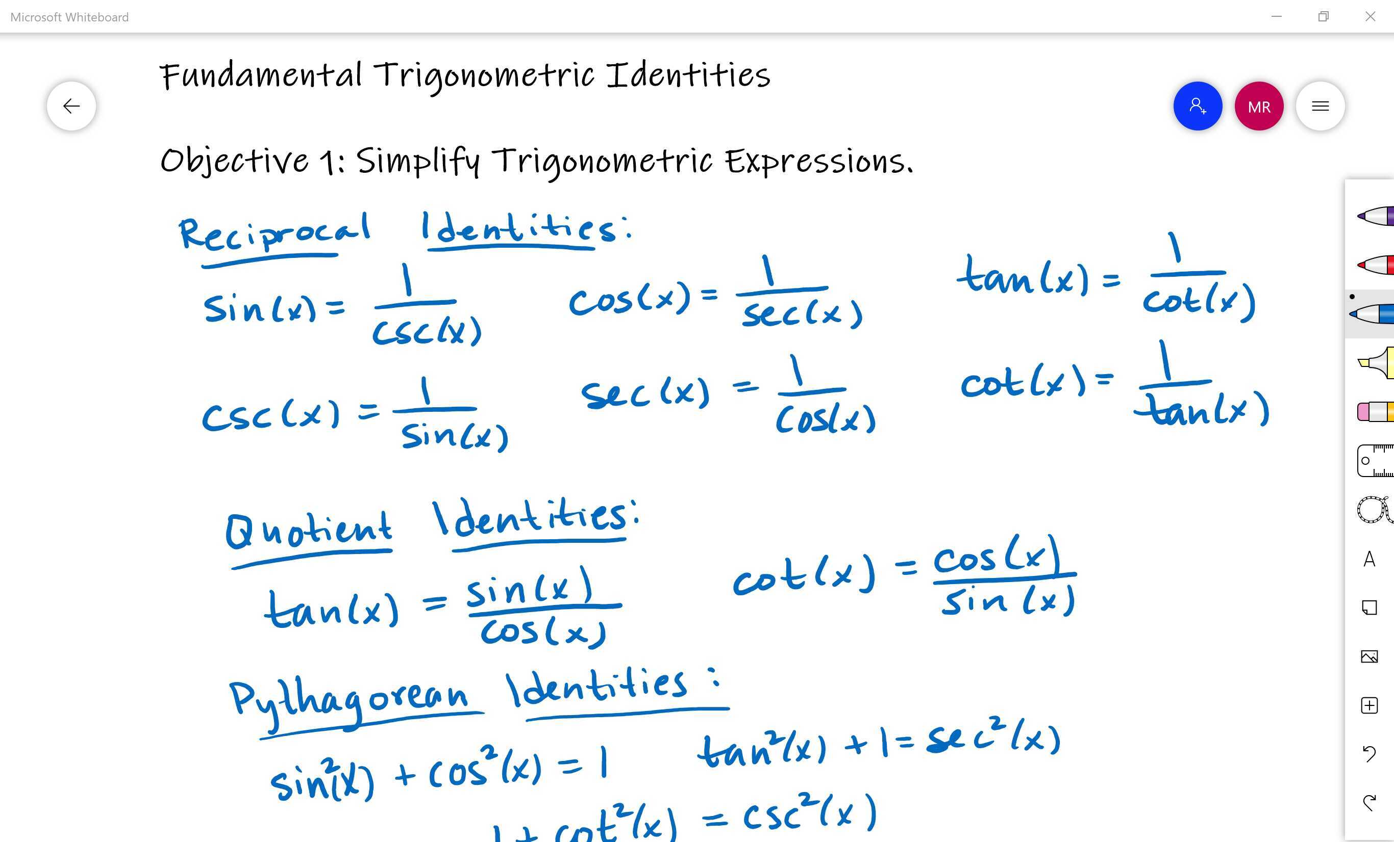 5.1 Simplifying Trigonometric Functions MATH2312Sum2_21