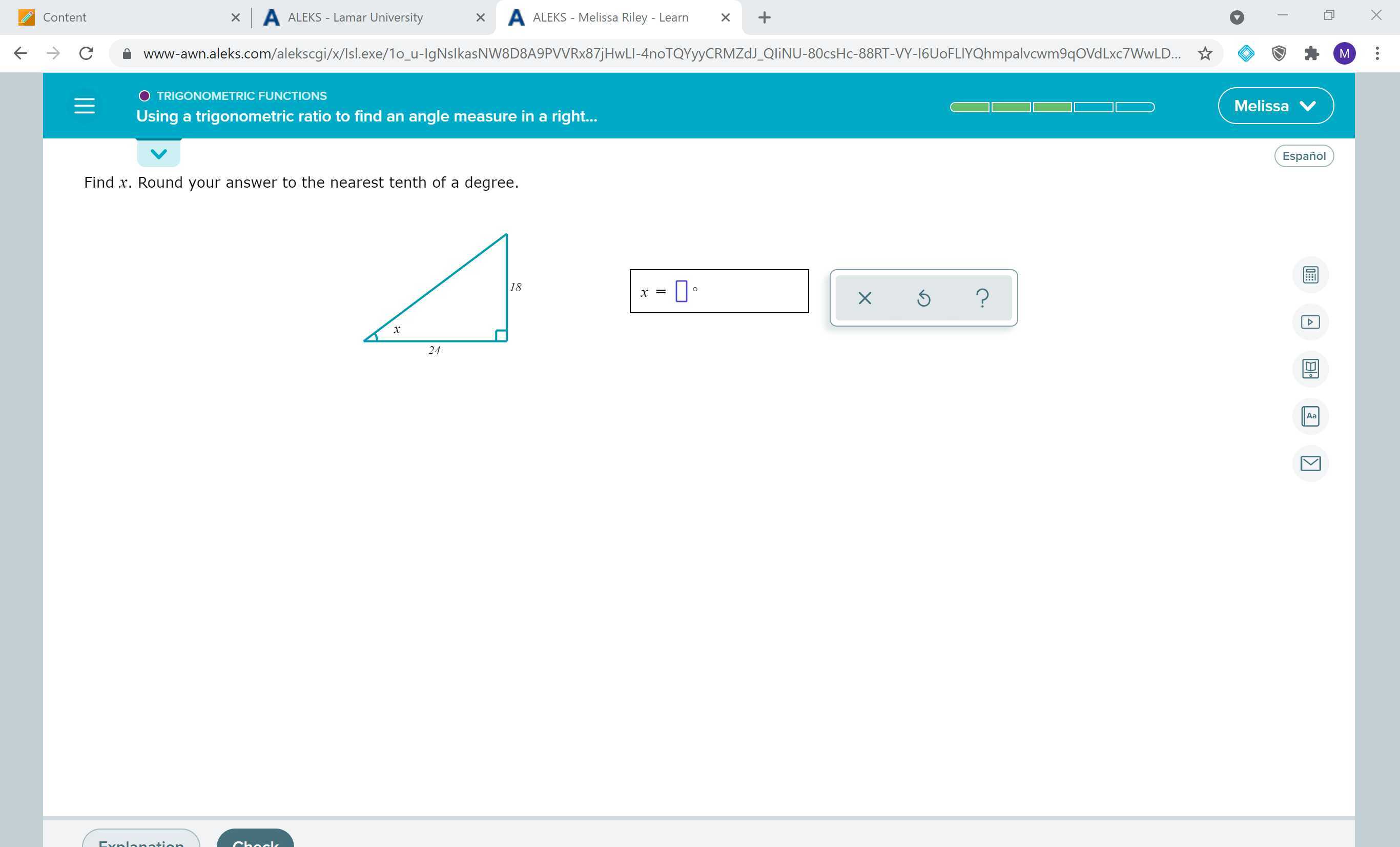 5.5 Using a trig ratio to find an angle measure in a right triangle ...