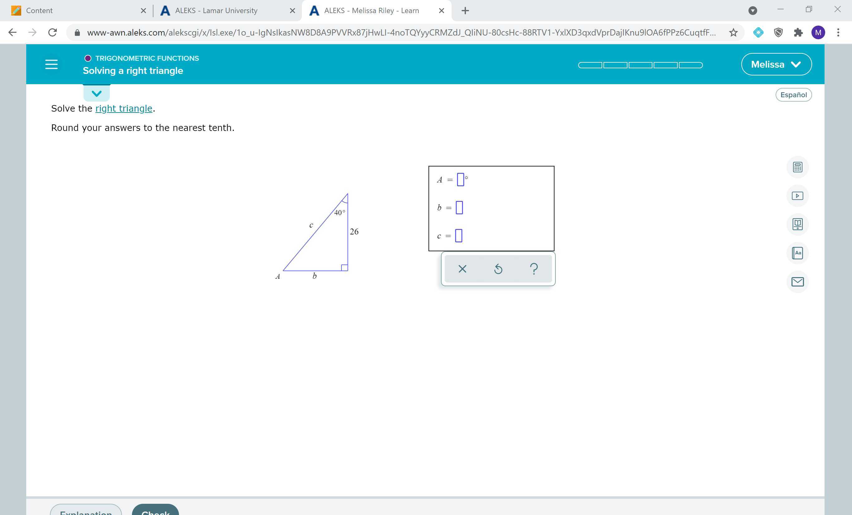 6.1 Solving a right triangle MATH2312Sum2_21